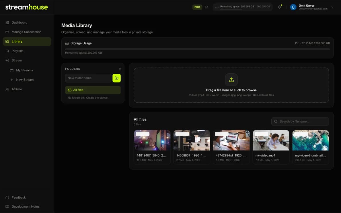 StreamHouse — 24/7 YouTube Live Stream with Pre-Recorded Videos