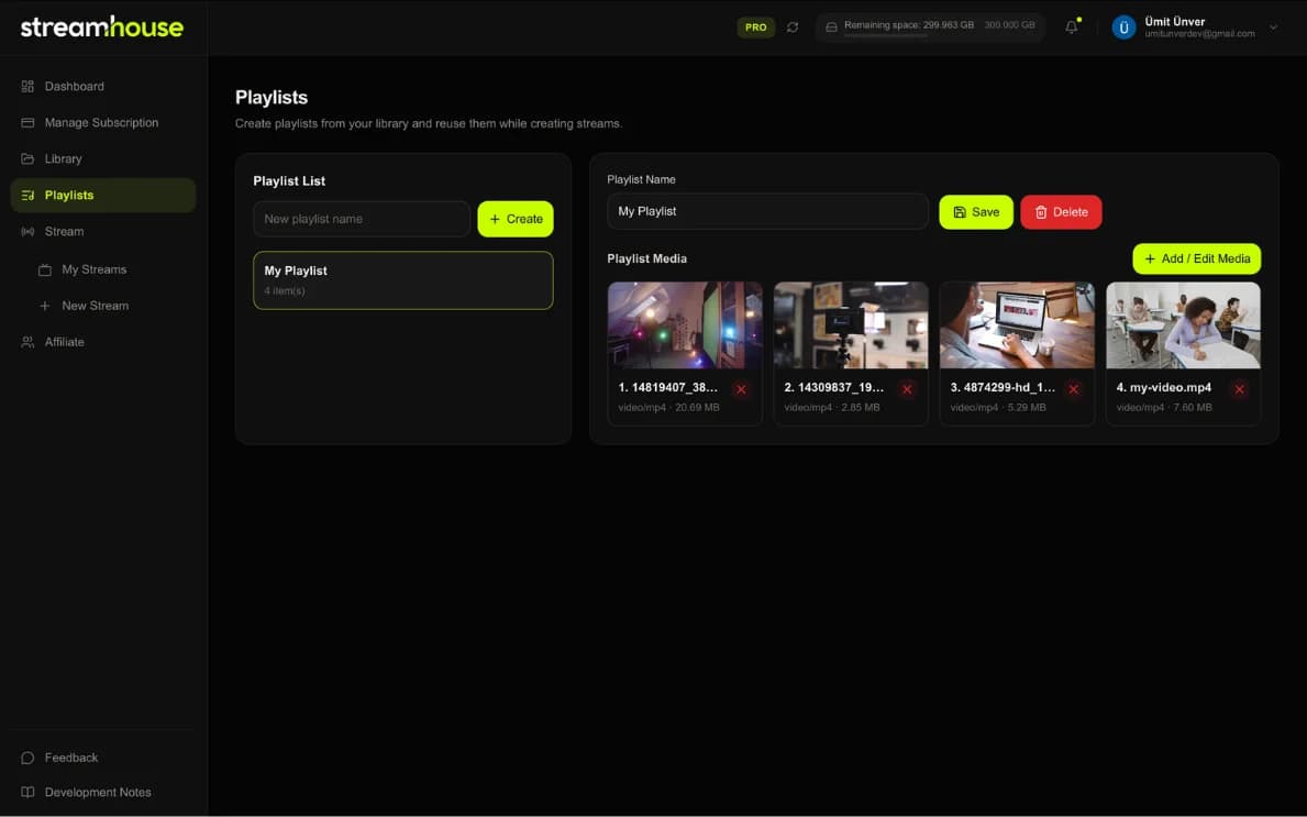 StreamHouse — 24/7 YouTube Live Stream with Pre-Recorded Videos